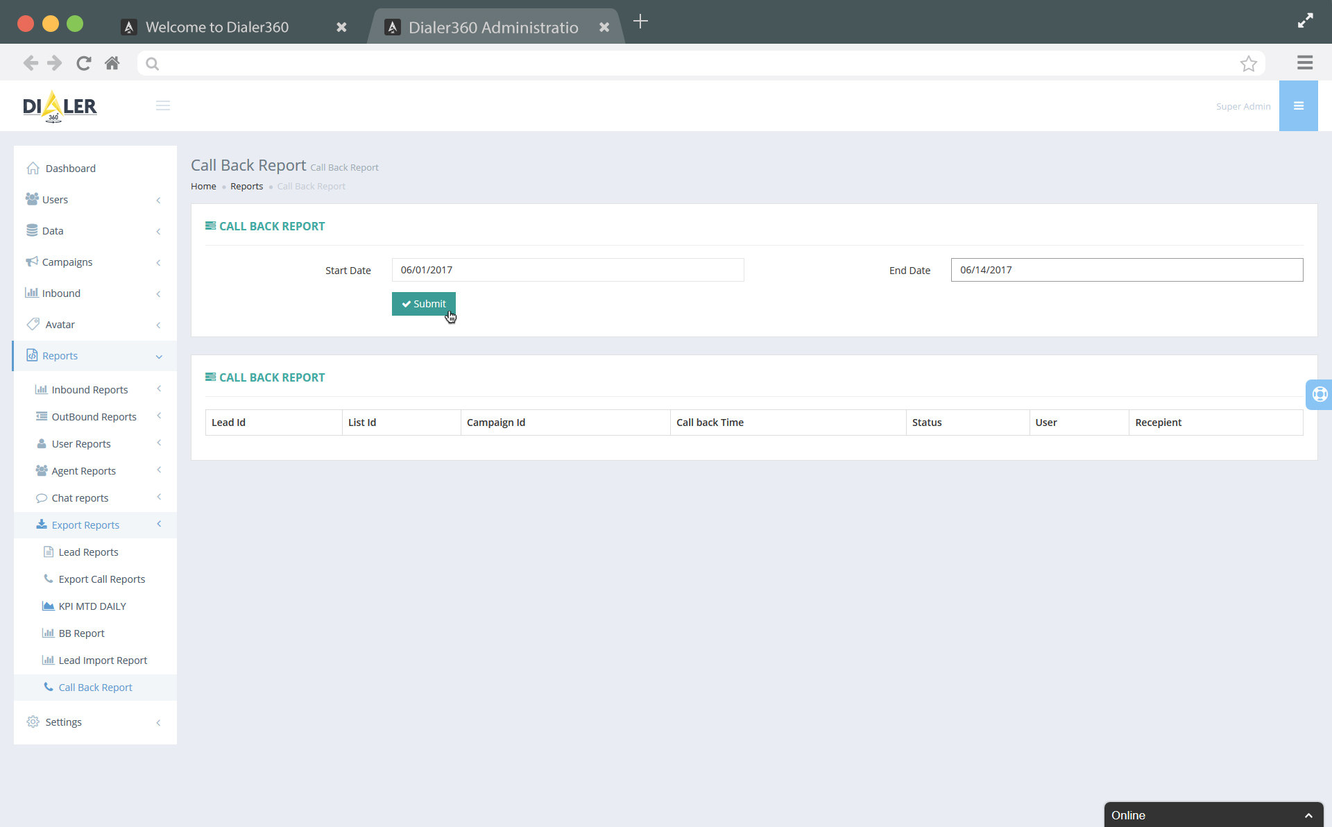 How to check call back report? - Dialer360