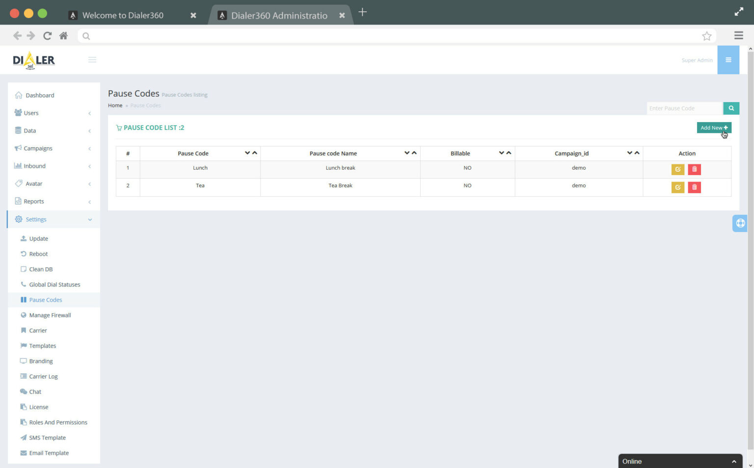 How to create pause code? - Dialer360