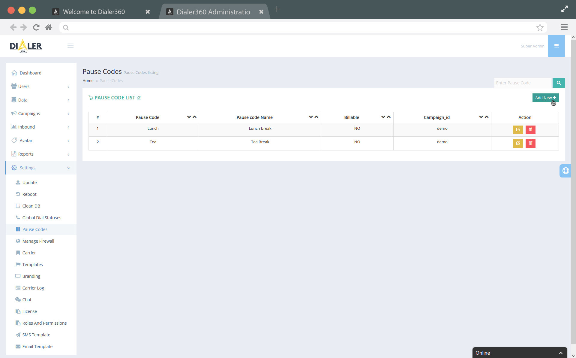 How to create pause code? - Dialer360